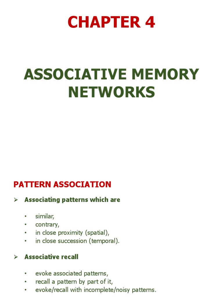 Chapter4 Associative Memory | PDF | Machine Learning | Mathematical Concepts