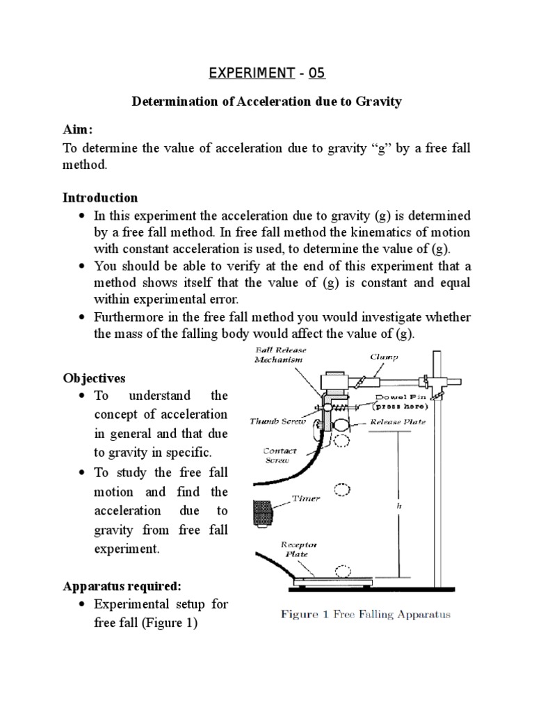 05 A 1pg Determination of Acceleration Due To Gravity | PDF | Gravity ...