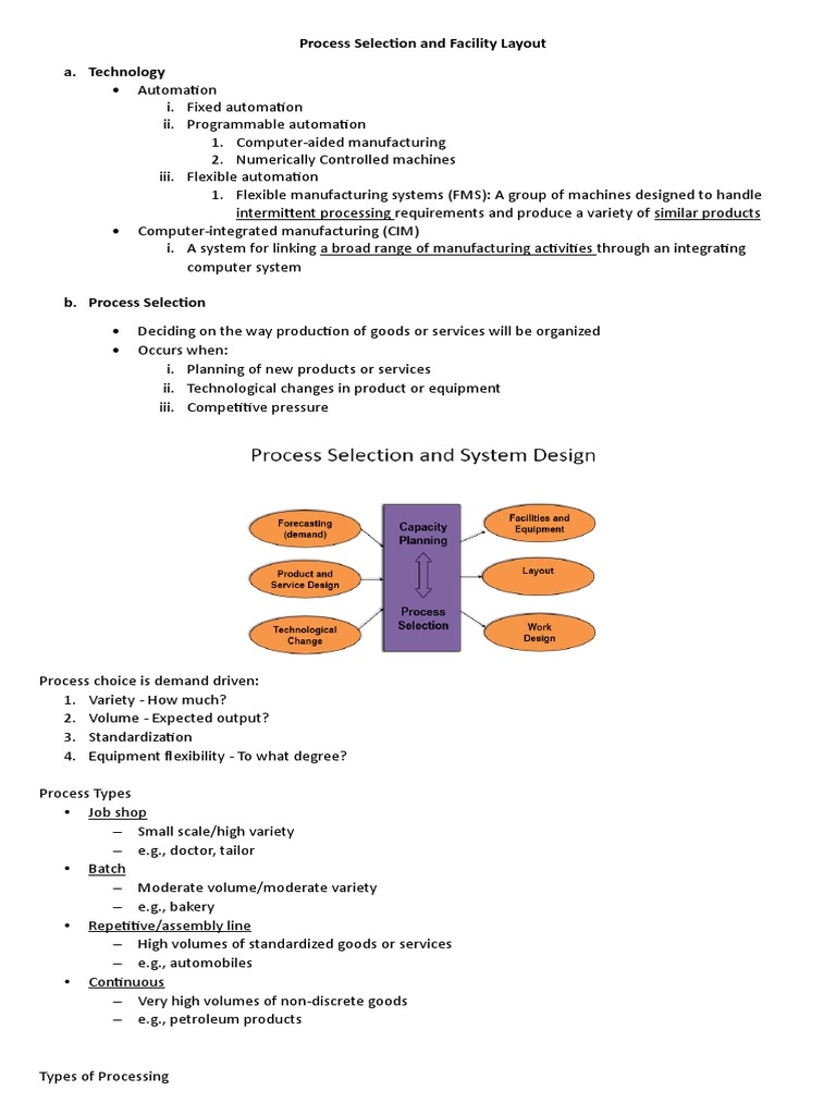 Process Selection and Facility Layout | PDF | Automation | Inventory