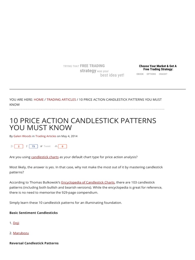 10 Price Action Candlestick Patterns You Must Know: Strategy | PDF ...