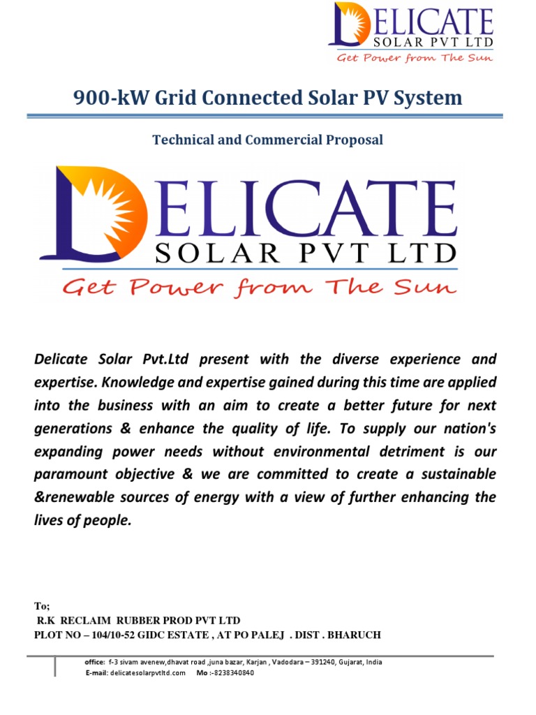 900-kW Grid Connected Solar PV System: Technical and Commercial ...
