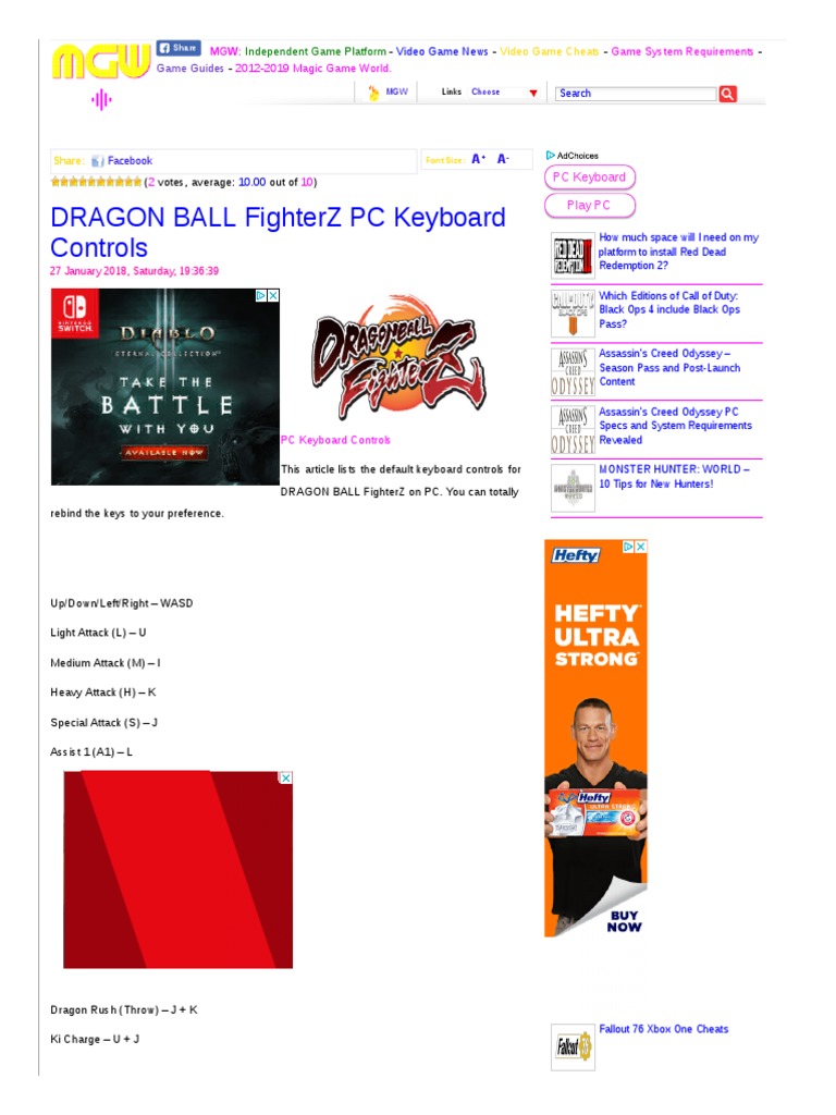 DBFZ PC Keyboard Control Layout | PDF | Video Games | Computer Keyboard