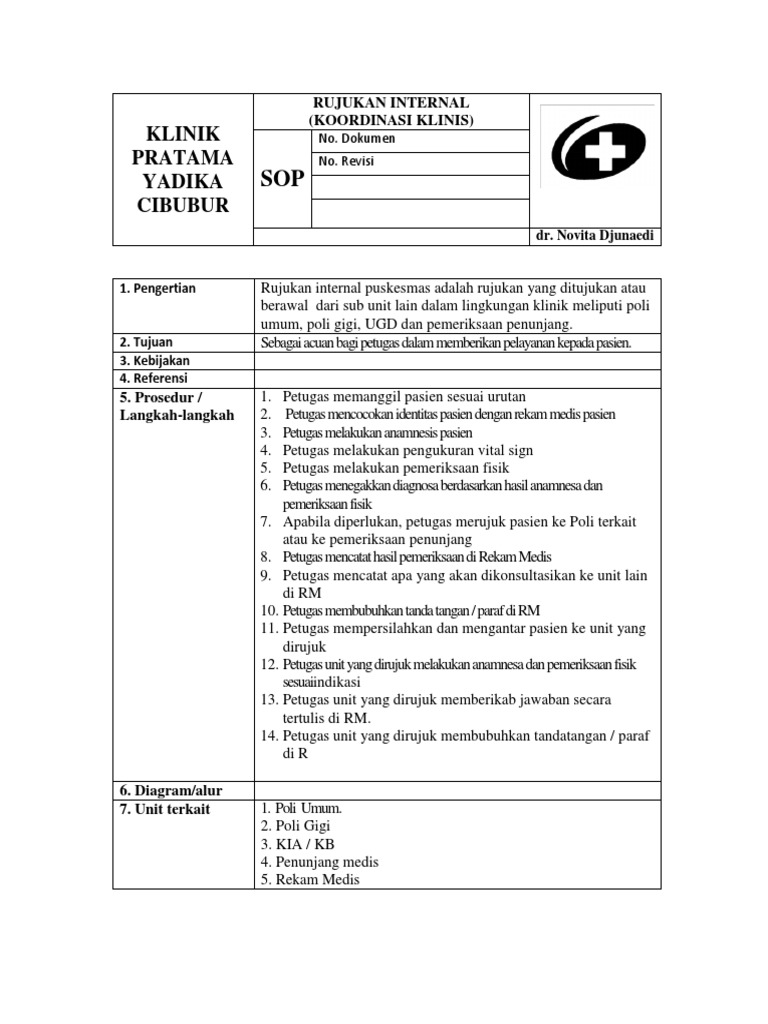 Sop Koordinasi Klinis-Rujukan Internal | PDF