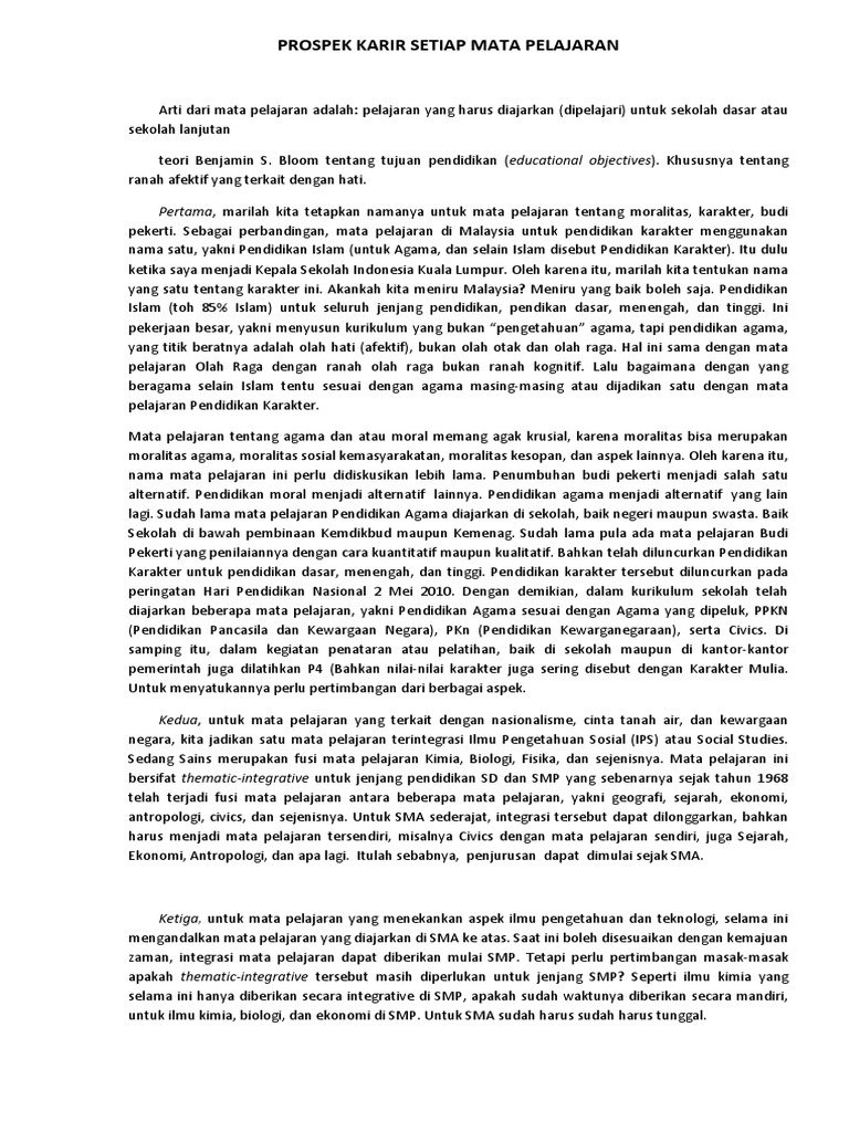 11.prospek Karir Setiap Mapel | PDF