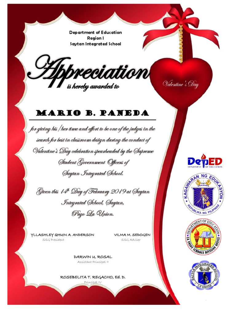 Appreciation Award for Classroom Design Judge | PDF