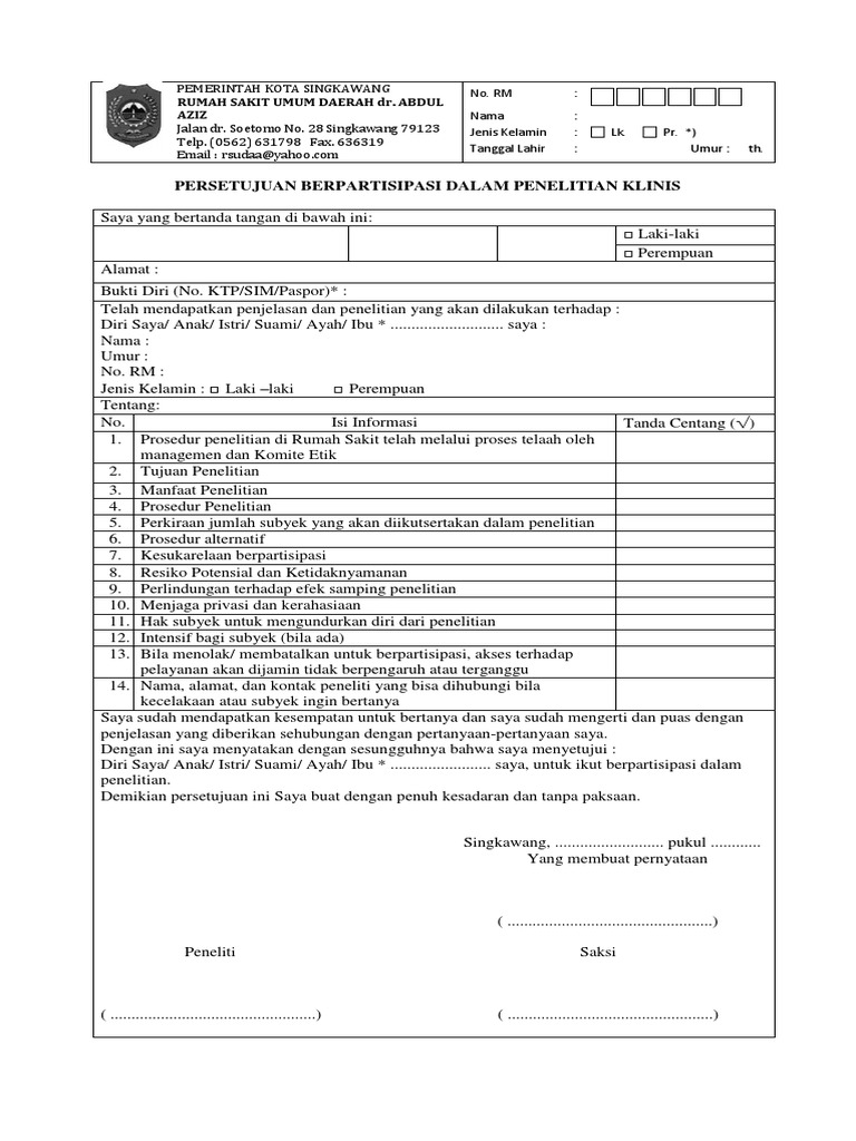 Informed Consent Penelitian | PDF