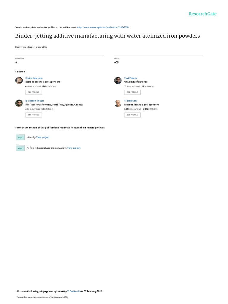 2016 Boston AMPM2016 Additive Manufacturing With Water Atomized ...