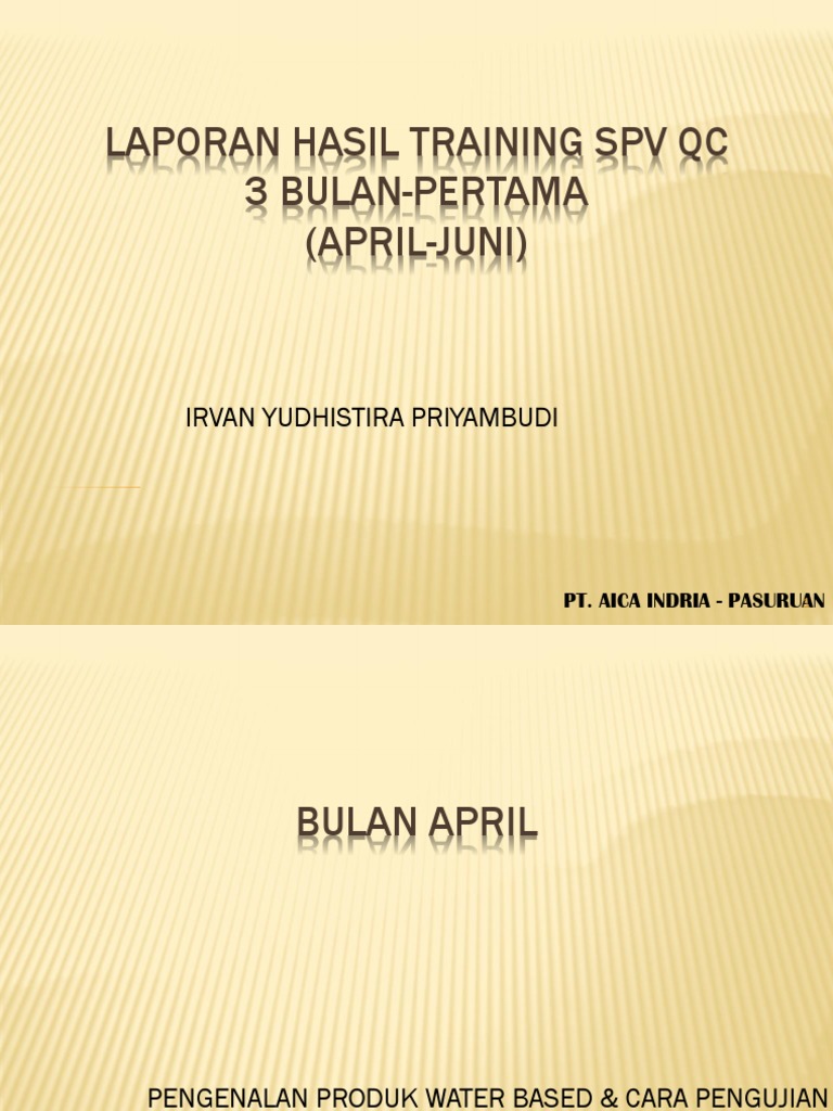 Laporan Hasil Training SPV QC 3 Bulan-Pertama4 | PDF