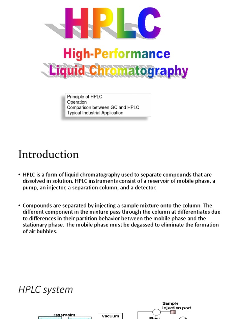 Principle of HPLC Operation Comparison Between GC and HPLC Typical ...