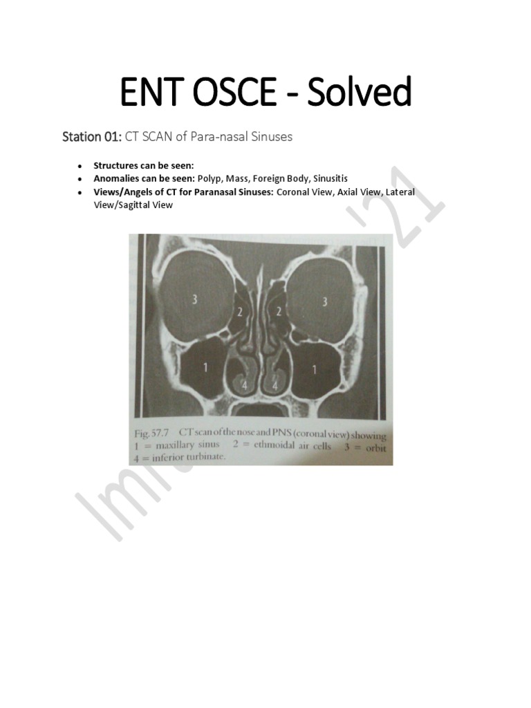 Ent Osce - Updated | PDF | Human Nose | Hearing Loss