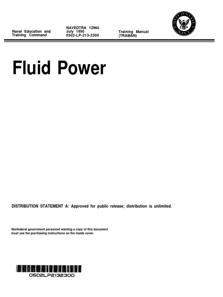 Fluid Power: NAVEDTRA 12964 Naval Education and July 1990 Training ...