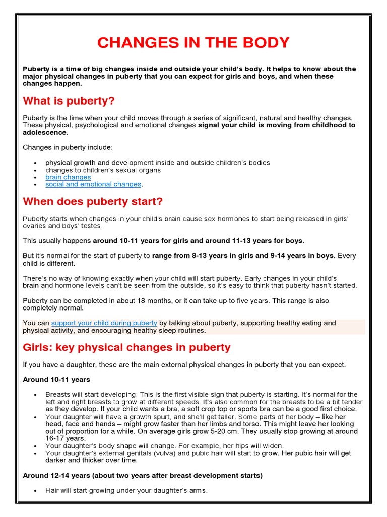 Changes in The Body: What Is Puberty? | Download Free PDF | Puberty ...