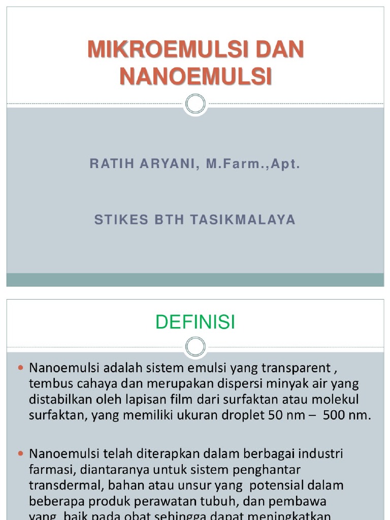 Mikroemulsi Dan Nanoemulsi | PDF