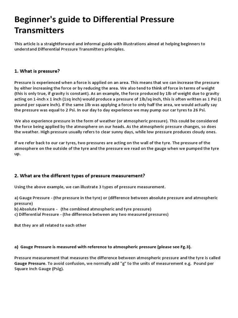 Beginner's Guide to DP Transmitters | PDF | Pressure Measurement | Flow ...