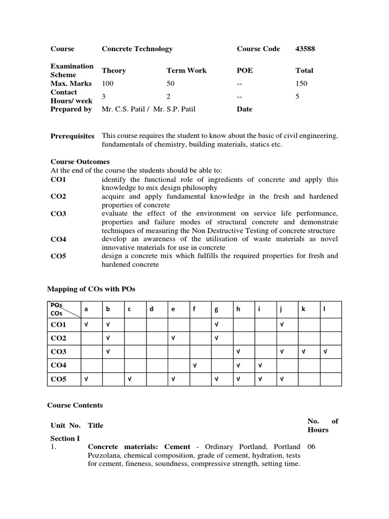 Concrete Technology Course Overview | PDF | Construction Aggregate ...