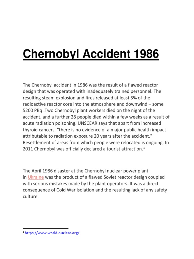 Chernobyl Accident (1986) | PDF | Chernobyl Disaster | Nuclear Reactor