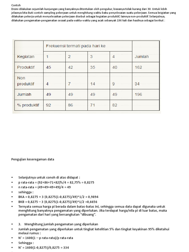 Contoh Work Sampling | PDF