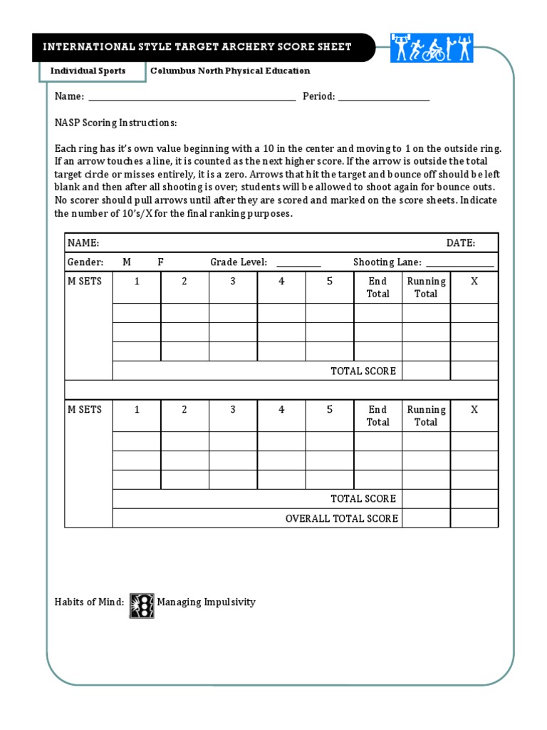 Archery Score Sheet | PDF
