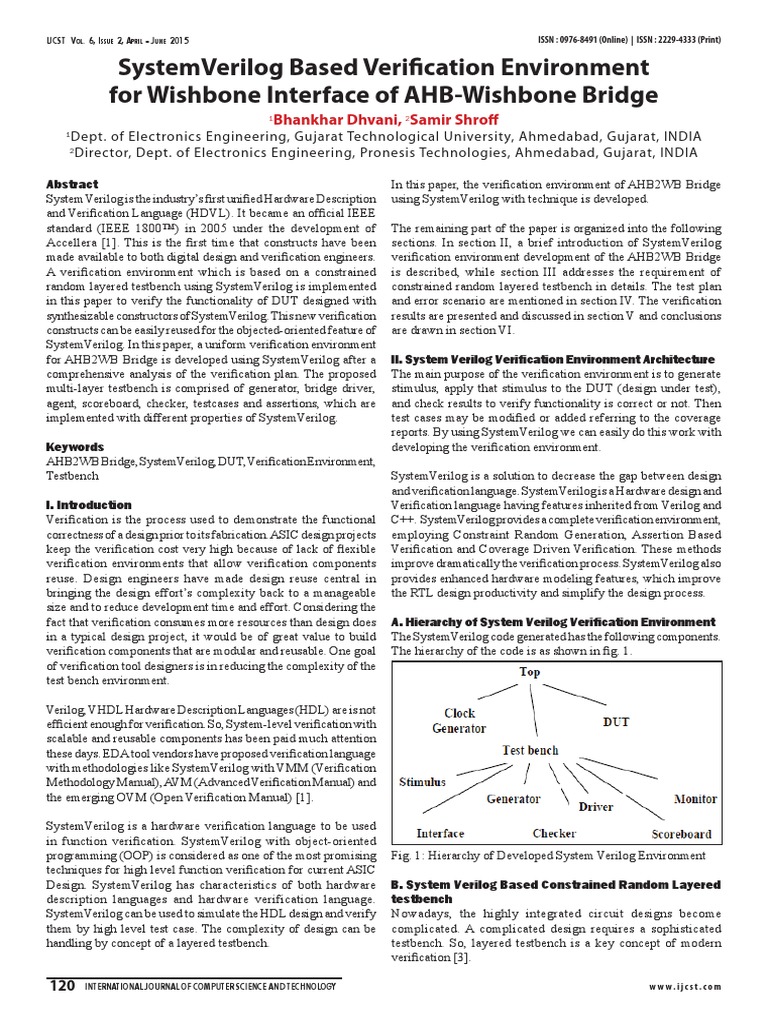 Systemverilog Based Verification Environment For Wishbone Interface of Ahb-Wishbone Bridge | PDF ...