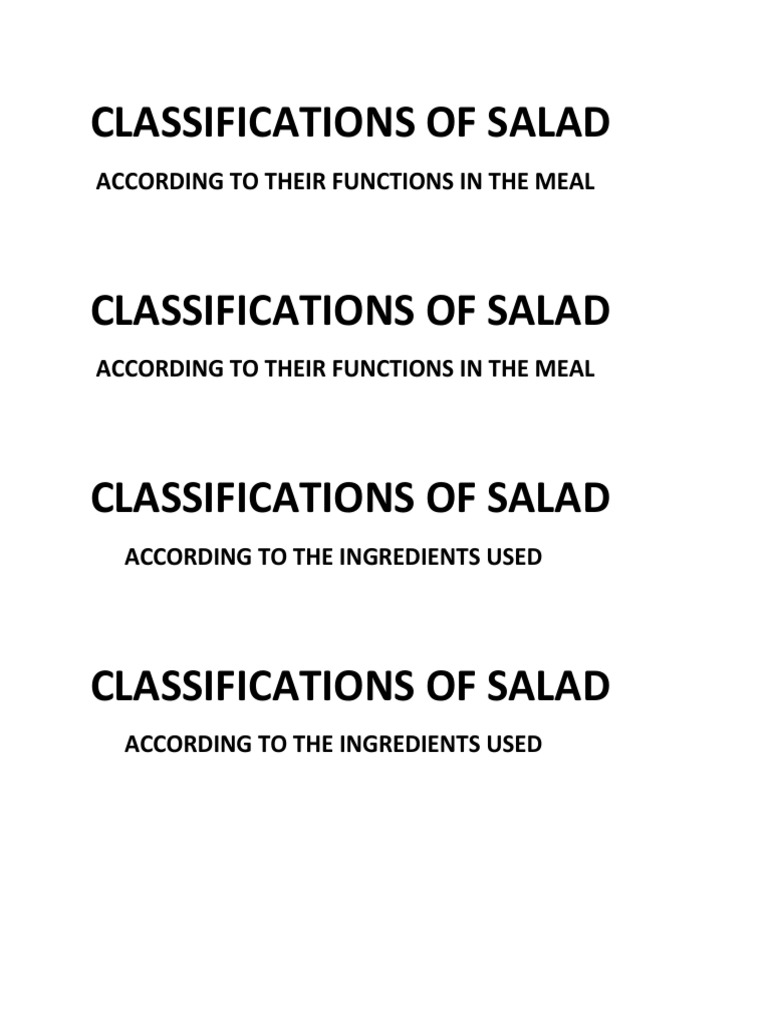 Classifications of Salad: According To Their Functions in The Meal ...