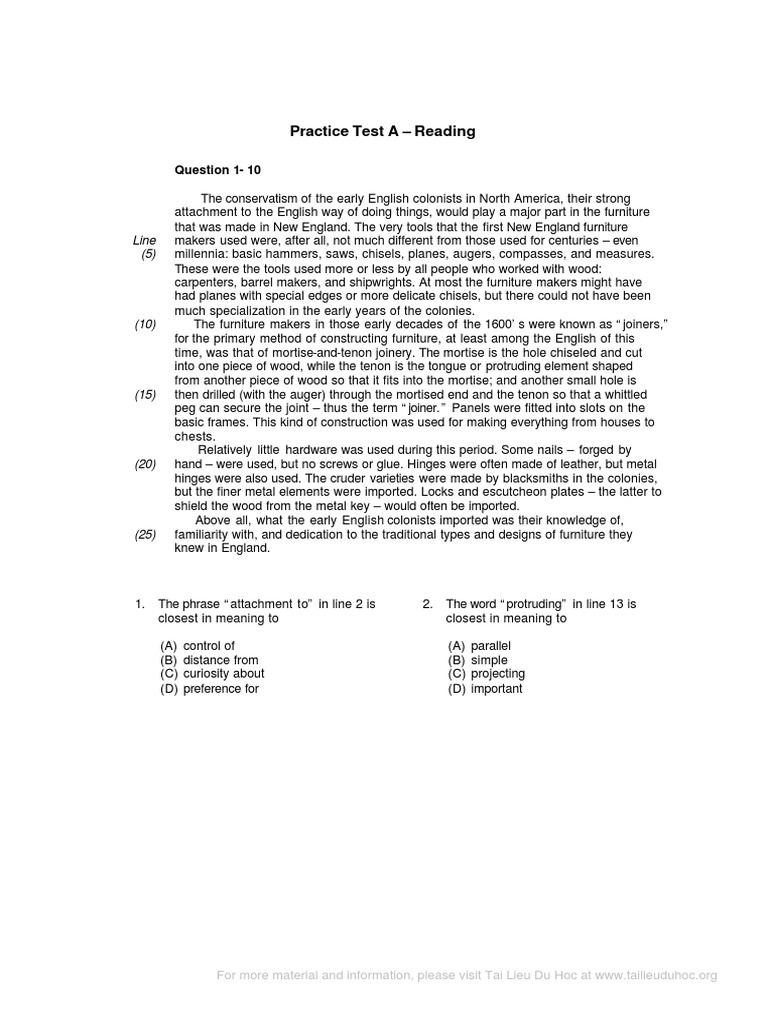 Practice Test A - Reading: Question 1-10 | PDF | Snow | Bone