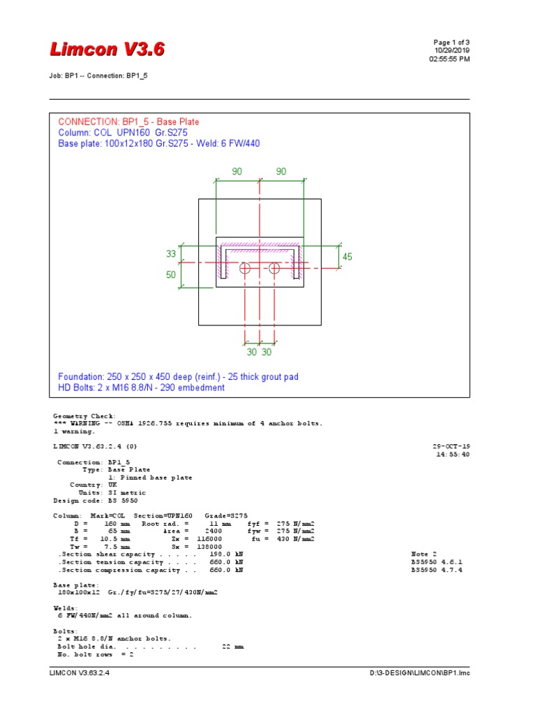 Anchor Bolt Design of Channel Pinned Connection | PDF | Galvanization ...
