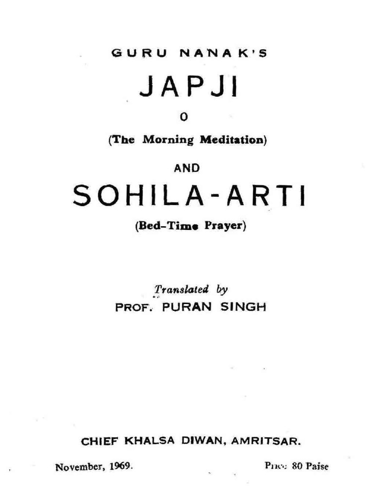 Guru Nanak's Japji and Sohila-Arti - Prof. Puran Singh | PDF | Guru ...