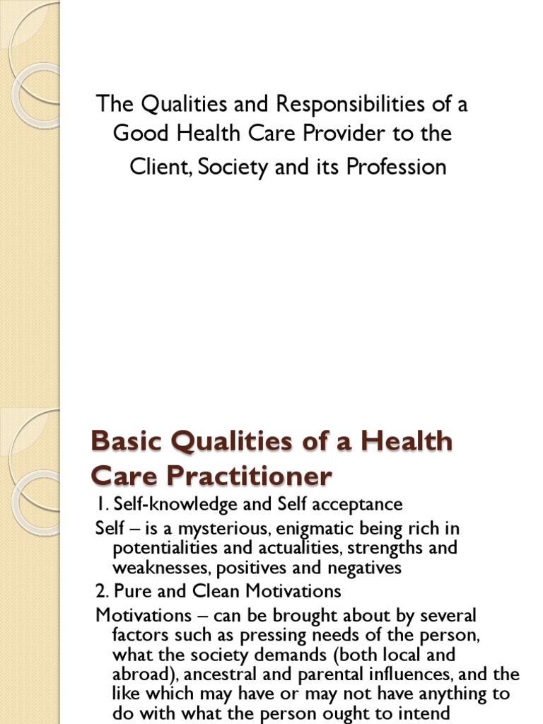 Qualities of A Healthcare Provider | PDF | Career & Growth | Self ...