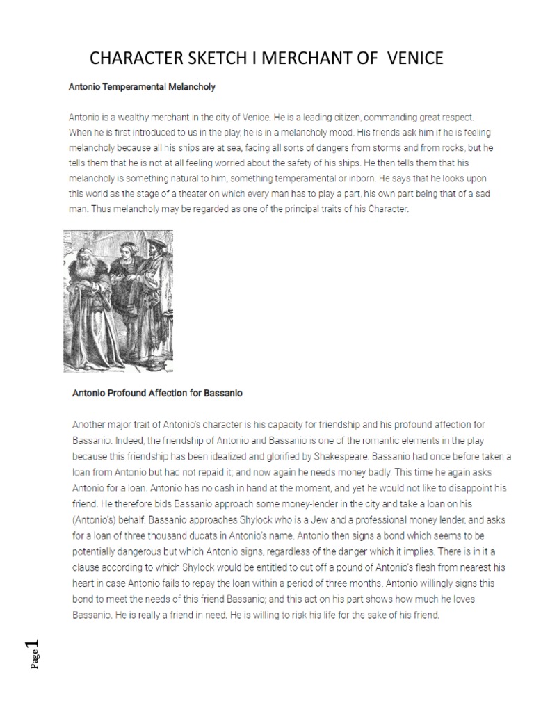 Character Sketch I Merchant of Venice | PDF