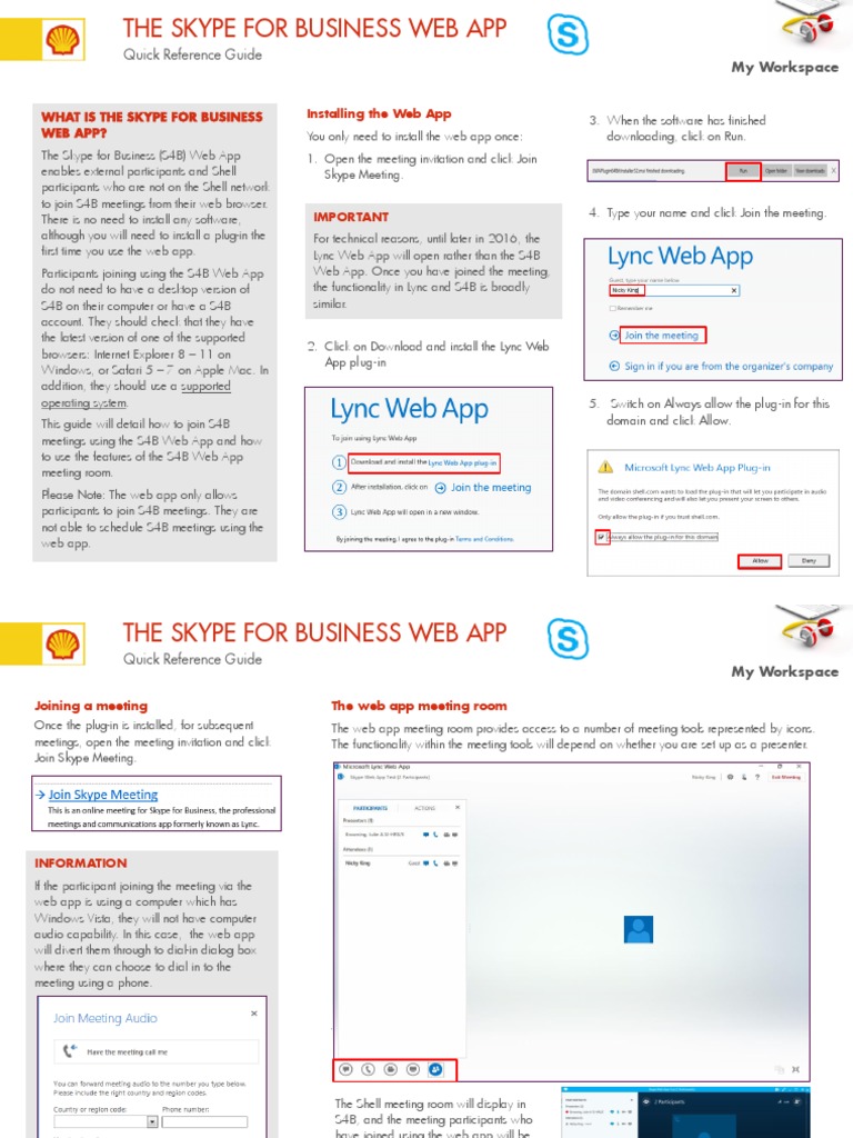Skype For Business - Web App Quick Reference Guide PDF | PDF ...