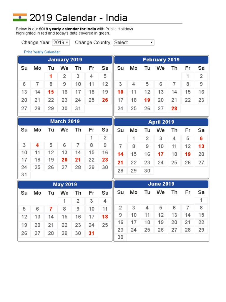 2019 Calendar - India | PDF | Hindu Worship | Religious Holidays