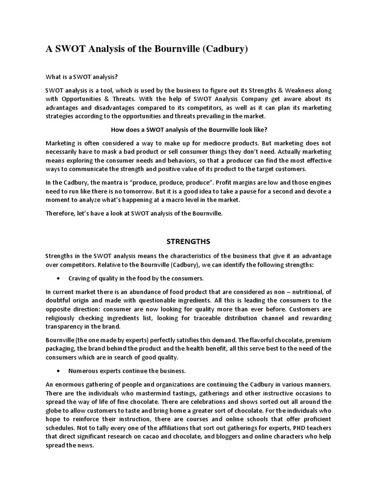 SWOT Analysis of Bournville Chocolate | PDF | Swot Analysis | Chocolate