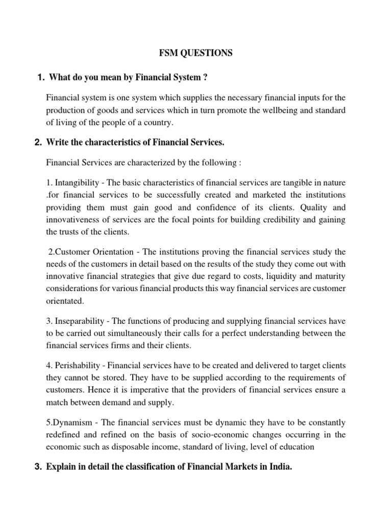 FSM Questions | PDF | Securities (Finance) | Financial Markets
