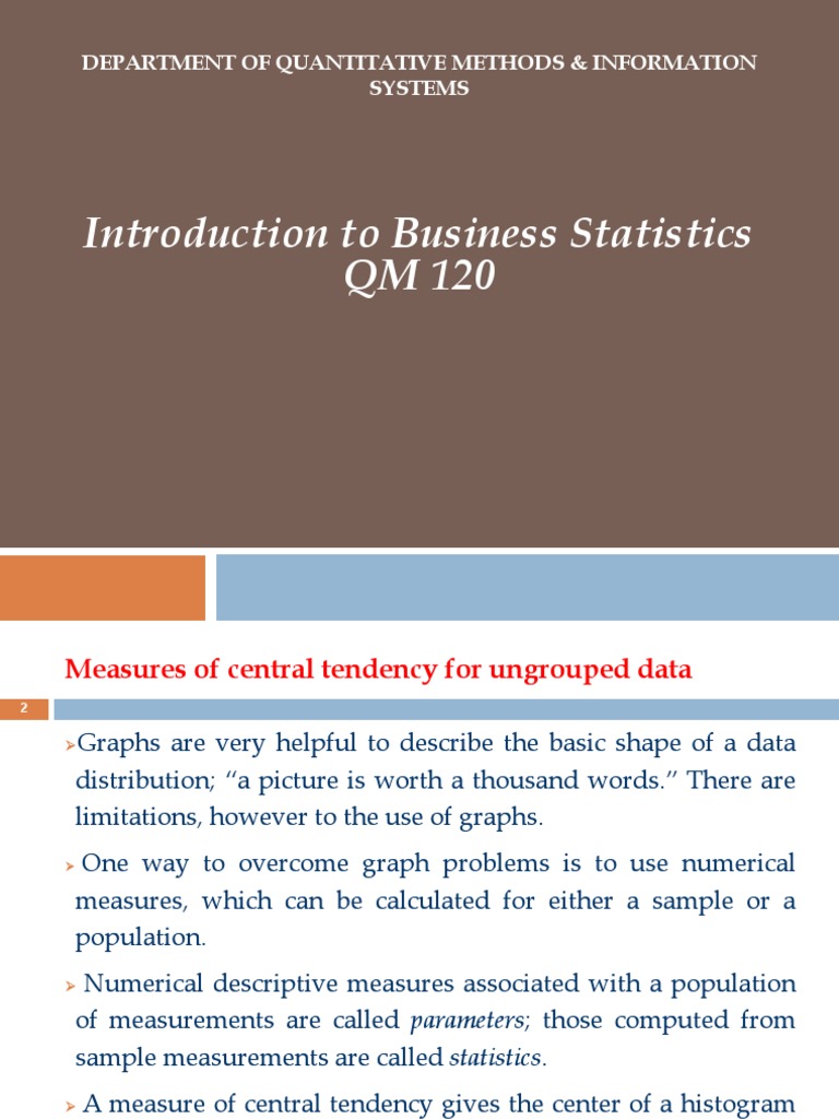 Introduction To Business Statistics QM 120: Department of Quantitative ...