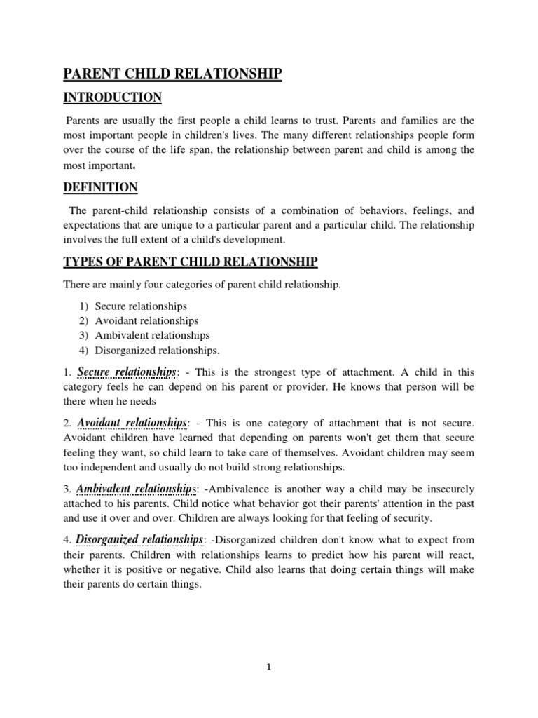 Parent Child Relationship | Download Free PDF | Attachment Theory ...