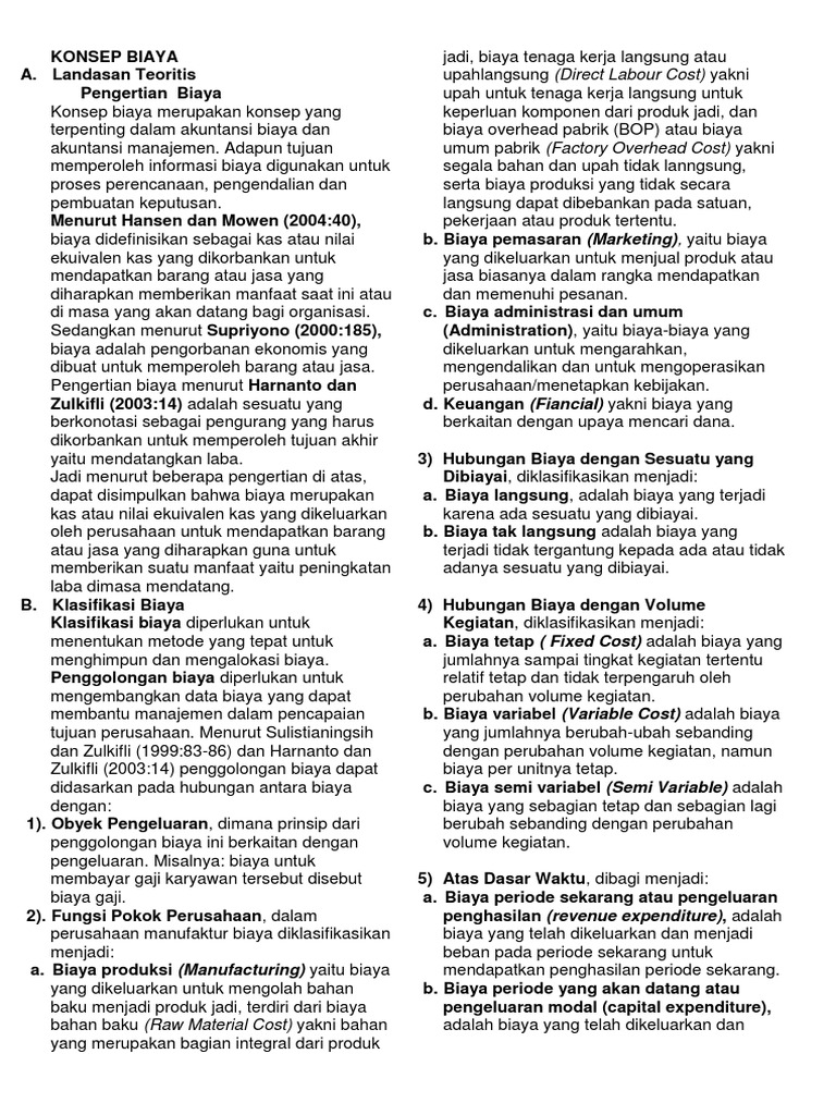 Konsep Biaya | PDF
