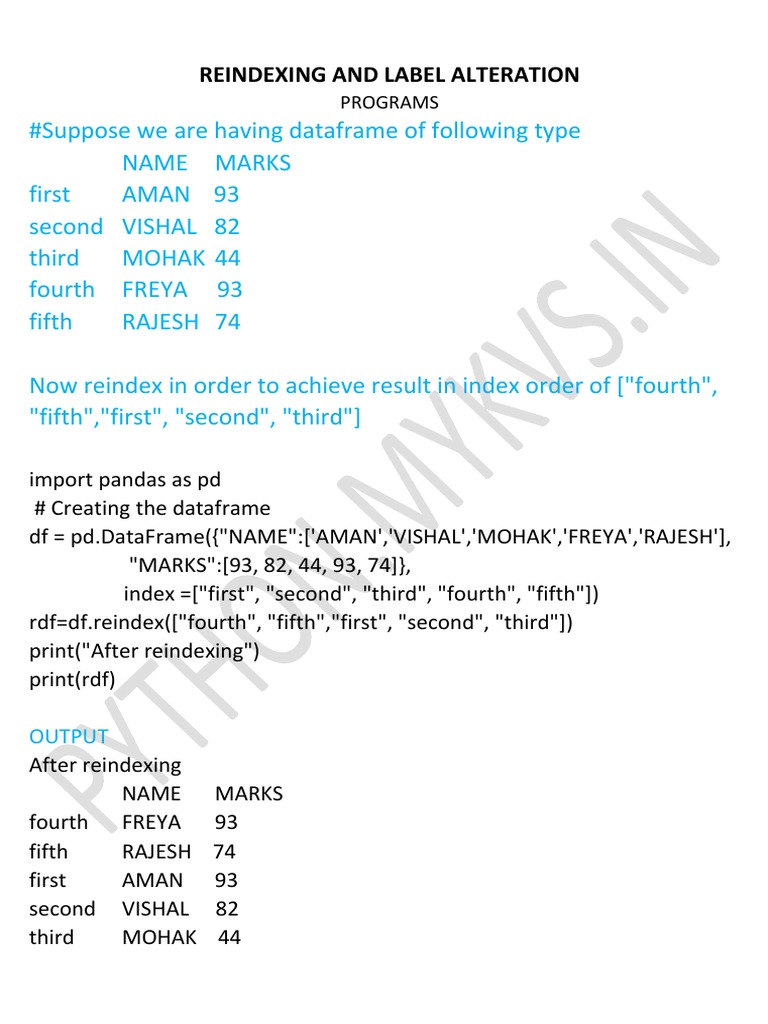 Reindexing and Label Alteration: Programs | PDF | Computing | Computer ...