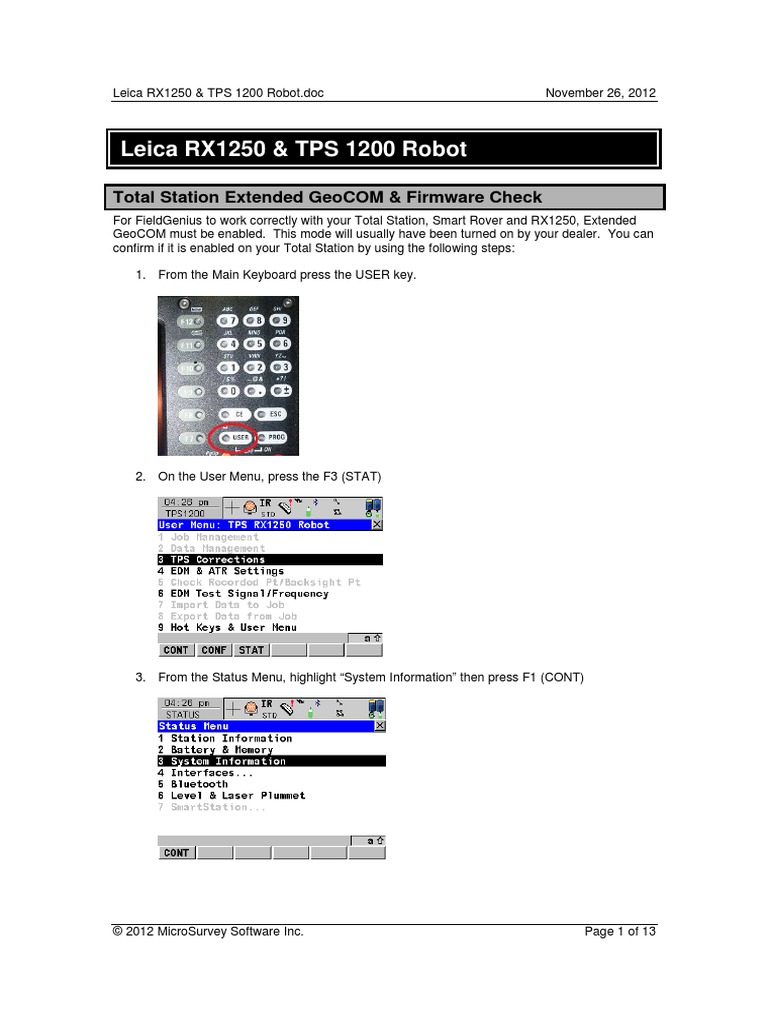 Leica Rx1250 Tps1200 Robot | PDF | Menu (Computing) | Areas Of Computer ...