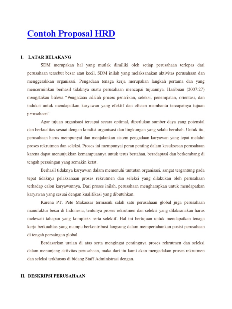 Proposal Rekrutmen PT. Pete Makassar | PDF | Bisnis