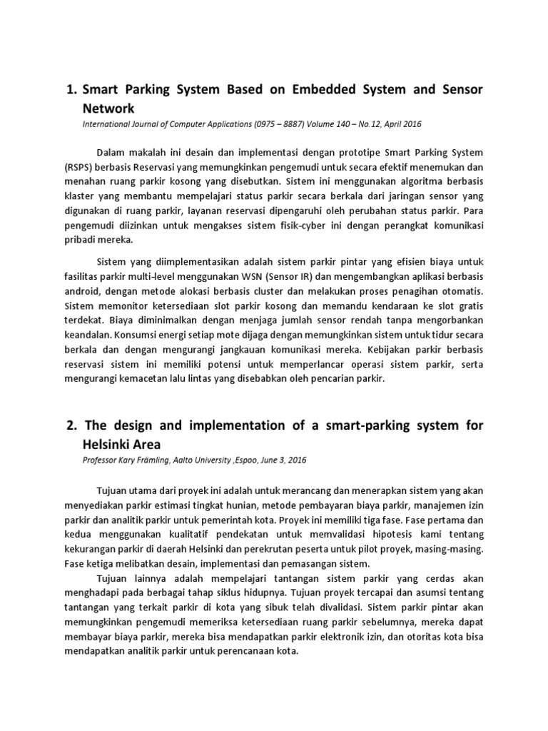 Smart Parking System Based On Embedded System and Sensor Network | PDF