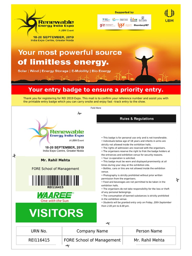 Your Entry Badge To Ensure A Priority Entry | PDF | Government