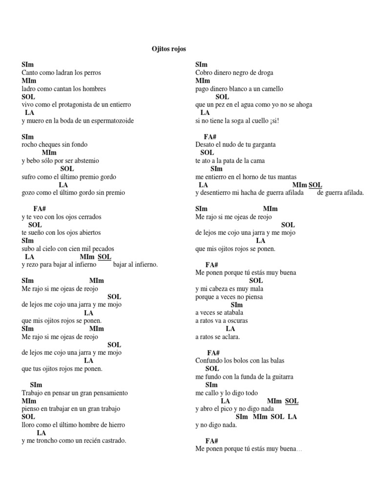 (Estopa) Ojitos Rojos | PDF