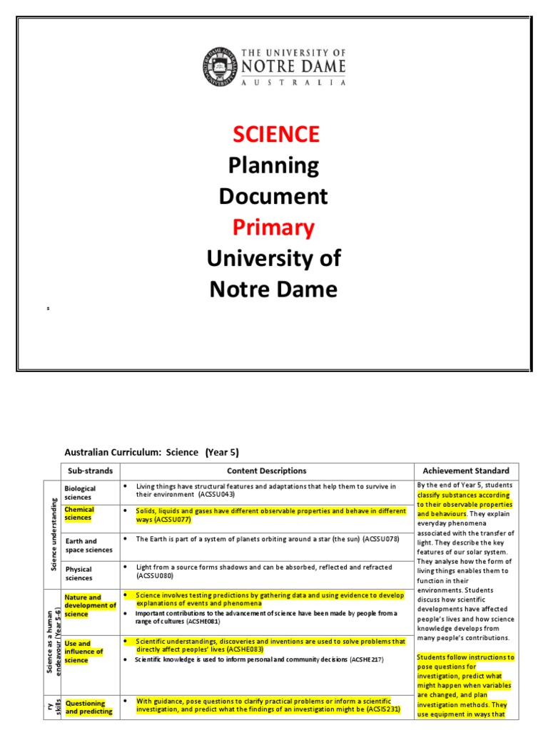 Year 5 Science Unit | PDF | Educational Assessment | Science
