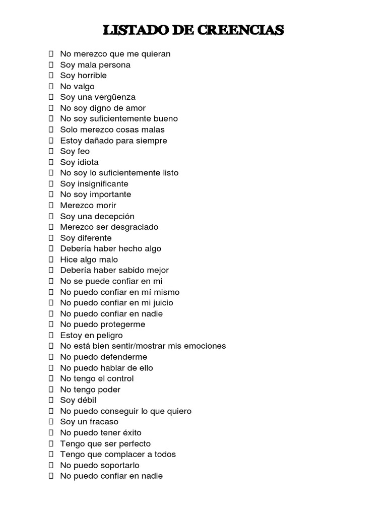 Listado de Creencias | PDF
