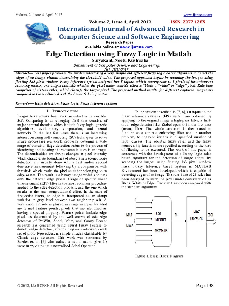 Edge Detection Using Fuzzy Logic In Matlab Pdf Fuzzy Logic Algorithms 2519