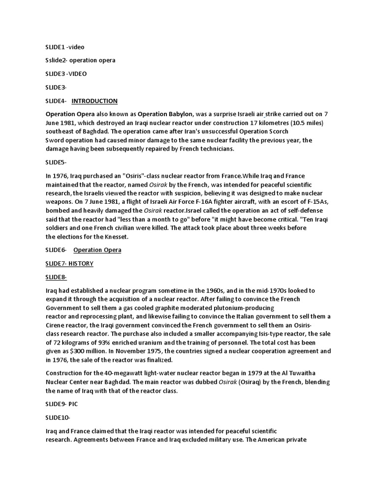 Operation Opera Also Known As Operation Babylon, Was A Surprise Israeli ...