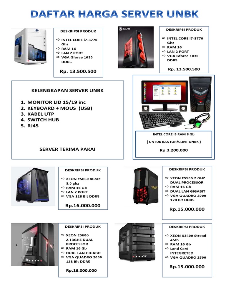 Harga Server Unbk | PDF | Computers