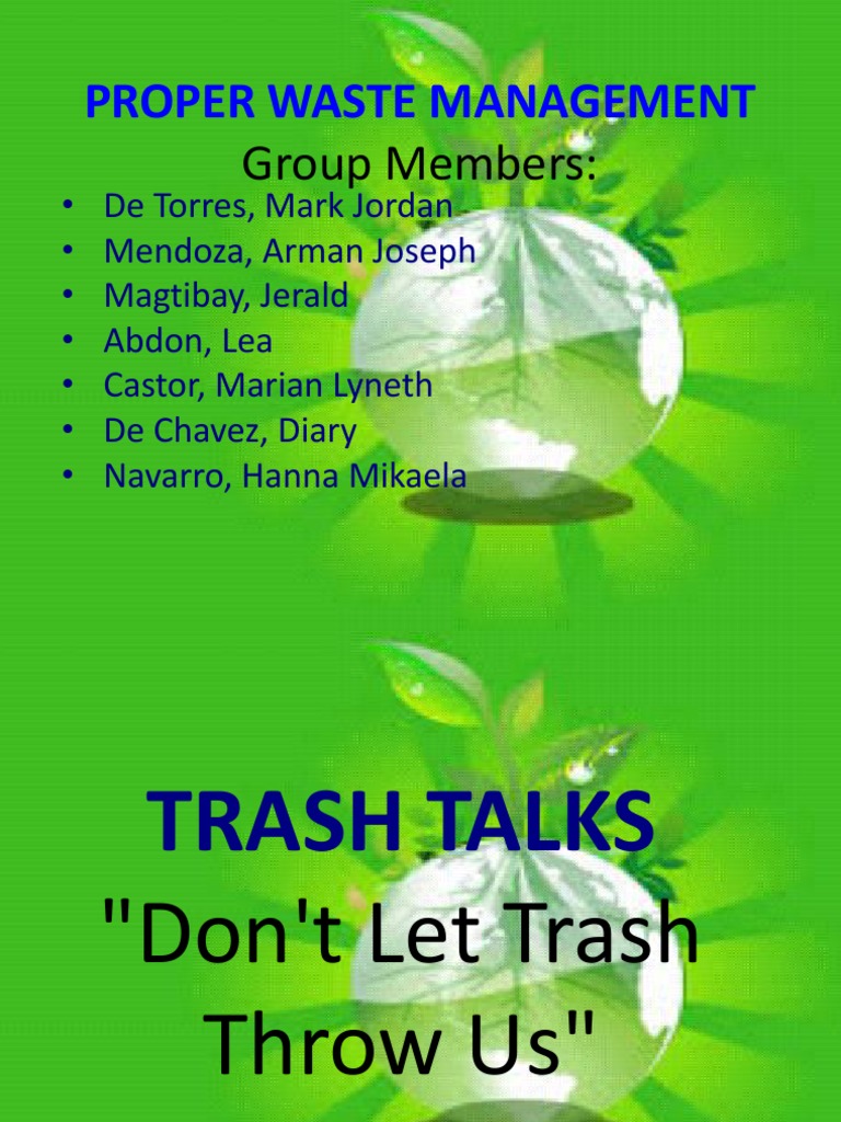 Proper Waste Management: Group Members | PDF | Waste Management | Waste