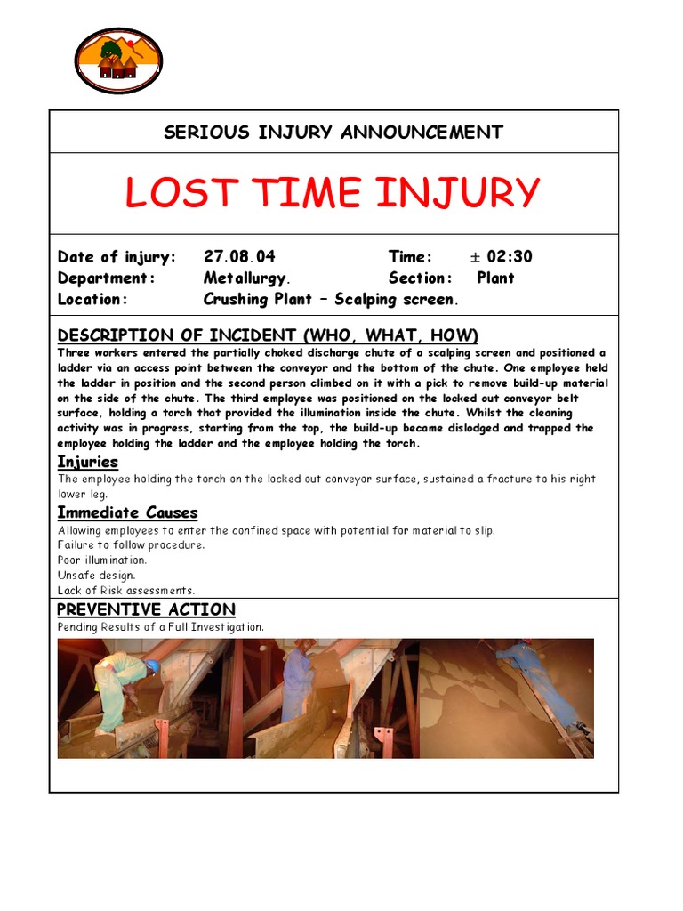 Lost Time Injury | PDF