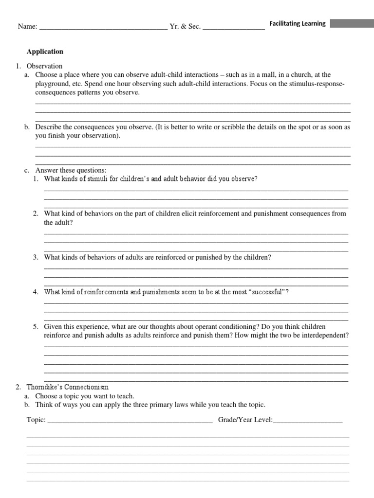 Facilitating Learning Activity | PDF | Behaviorism | Reinforcement